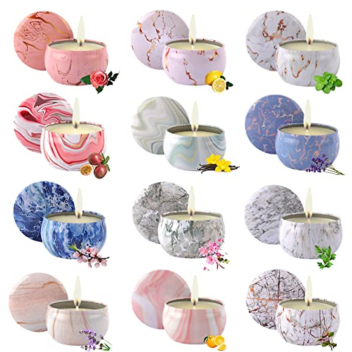 CLCYICEN Scented Candles Gifts for Women, 12 Pack for Home Scented, 2.5 Oz Candle Set with Strongly Fragrance Essential Oils for Bath, Stress Relief, Yoga Aromatherapy Candle