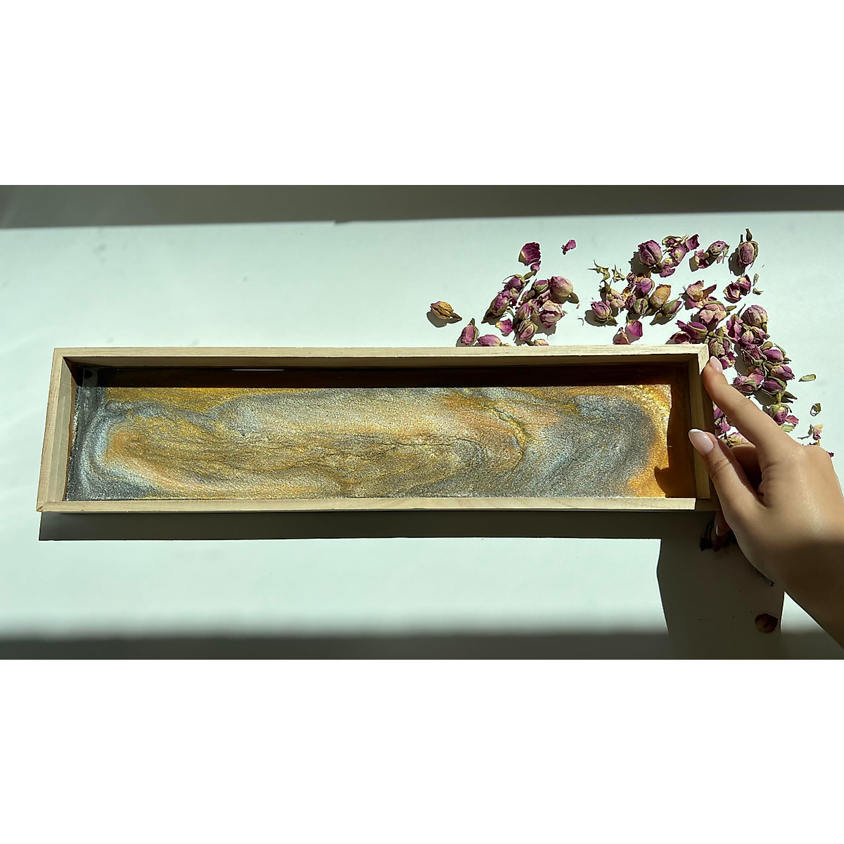 Hammont Bamboo Kitchen Serving Tray - Eco Friendly Wooden Serving Trays for Meat, Vegetables, Cheese and Charcuterie Board - 4 Pack Home Décor and Serving Trays - 17x4x1 Inches