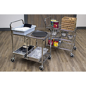 LUXOR WSCC-2 Two-Shelf Collapsible Wire Utility Cart with Wheels, Push Heavy Duty,Holds 200 Pounds and Folds Up for Storage, 37"W x 18.25"D x 30.5"H