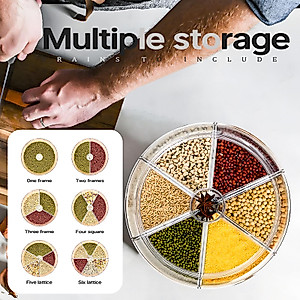 Slow Slog 16lb Grain and Rice Storage Container, 6 Grid Grain Dispenser, 360° Rotating Food Dispenser, Airtight Storage, Rice Dispenser, Upgrade 6 Compartment Rotating Rice Dispenser Storage Container