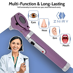 Zniry Fiber Optic Mini Otoscope - Ear Scope with Light, Ear Infection Detector (Purple Color)
