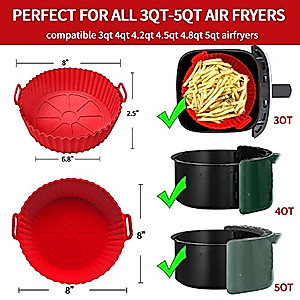 UOUYOO Air Fryer Silicone Liners,2 pack Air Fryer Silicone Pot Fits 3QT 4QT 5QT Air Fryer,Reusable Non Stick Air fryers Basket Oven Accessories, Replacement of Flammable Parchment Liner Paper