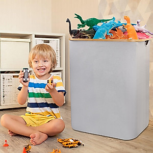 Guofa Hampers for Laundry, 158L Large Laundry Hamper 3 Section Foldable Dirty Clothes Hampers, Laundry Basket Organizer for Bedroom, Laundry Room, Toys Storage, Beige