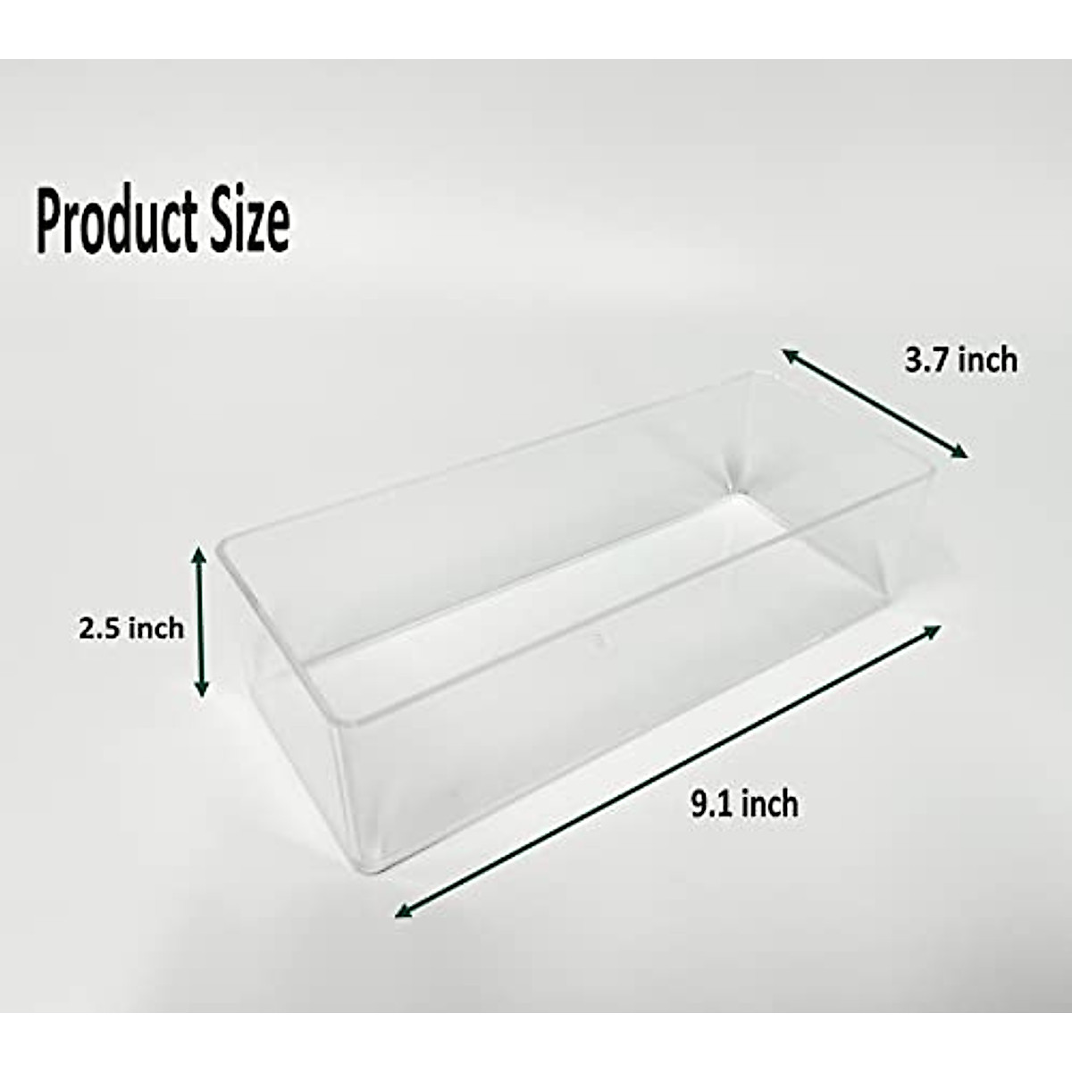POPPEYGO Stackable Clear Drawer Organizers Small Makeup Vanity Storage Bins Trays and Office Desk Drawer Dividers Single Compartment 2 Pack