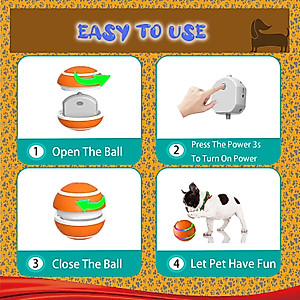 ChiDuoDuo Interactive Dog Ball Toys is Designed to Alleviate Dogs' Boredom,Automatic Rolling & Bouncing, LED Lights&Two Switchable Modes Controlled Remotely,Two Squeaky&Chew Dog Ball Toy, Orange