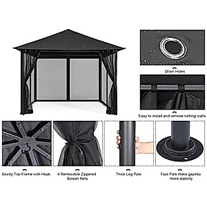MASTERCANOPY 10x10FT Outdoor Patio Gazebo Canopy with Mosquito Netting for Lawn,Garden,Backyard and Deck(Dark Gary)