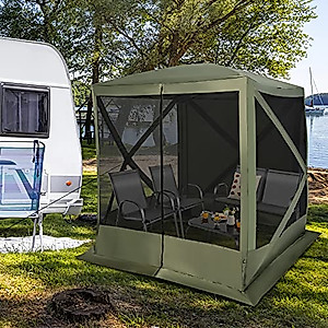 Tangkula 6.7 x 6.7 Ft Pop Up Gazebo with Netting, Portable Screen Tent with 4 Sided Mesh Walls, 2 Sunshade Cloths, UV 50+ Instant Canopy Shelter with Carry Bag for Camping, Lawn, Backyard (Green)
