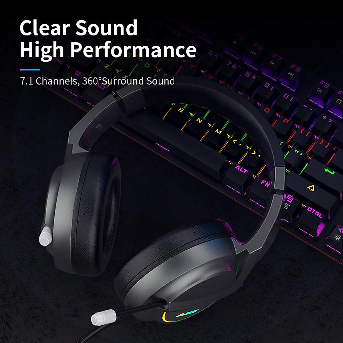 Docooler AX365 Channel Surround Gaming Headset Noise Cancelling Retractable MIC Headphone Earphone Soft Ear Cups