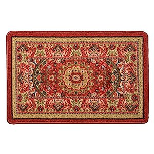 RugStylesOnline Persian Medallion Red Doormat, Slip Resistant Rubber Back Door Mat for Indoor Entry,French Door Mat, 18" x 30" Red Oriental Doormats