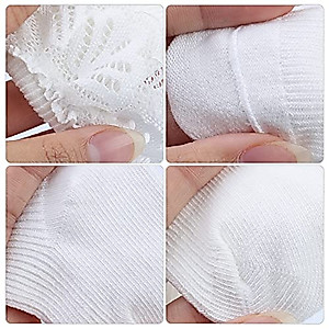 VINIKNIKA 6 Pairs Baby Girls Socks Newborn Ruffle Lace Socks Princess Frilly Knit Cotton Socks with Bows for Infant Toddler Kids (White 6 Pairs Set 6, 6_months)