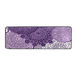 xigua Purple Mandala Boho Runner Rug, Soft Non Slip Long Area Rugs Floor Mat for Hallway Bedroom Living Room Kitchen 72 X 24 Inch
