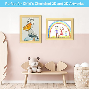 [2-Pack] Kids Art Frames, 8.5x11 Front Opening Kids Artwork Frames Changeable, Gold Artwork Display Storage Frame for Wall, Holds 50 Pcs, for 3D Picture, Crafts, Children Drawing, Hanging Art,
