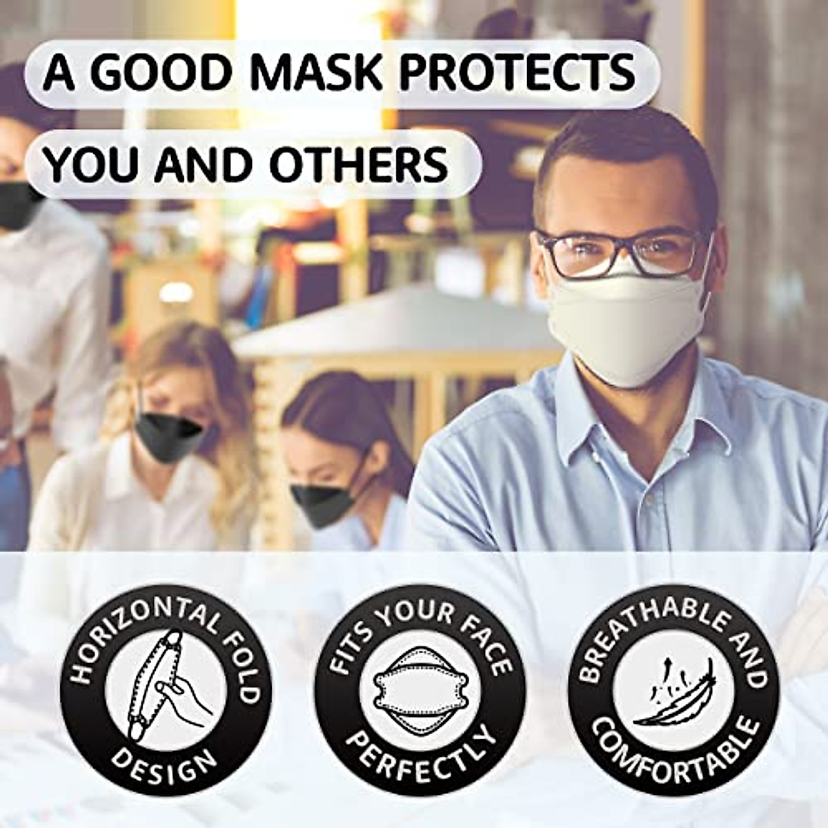 LEVENIS Face Masks 50 Pack, Breathable Comfortable and Disposable Mask, White