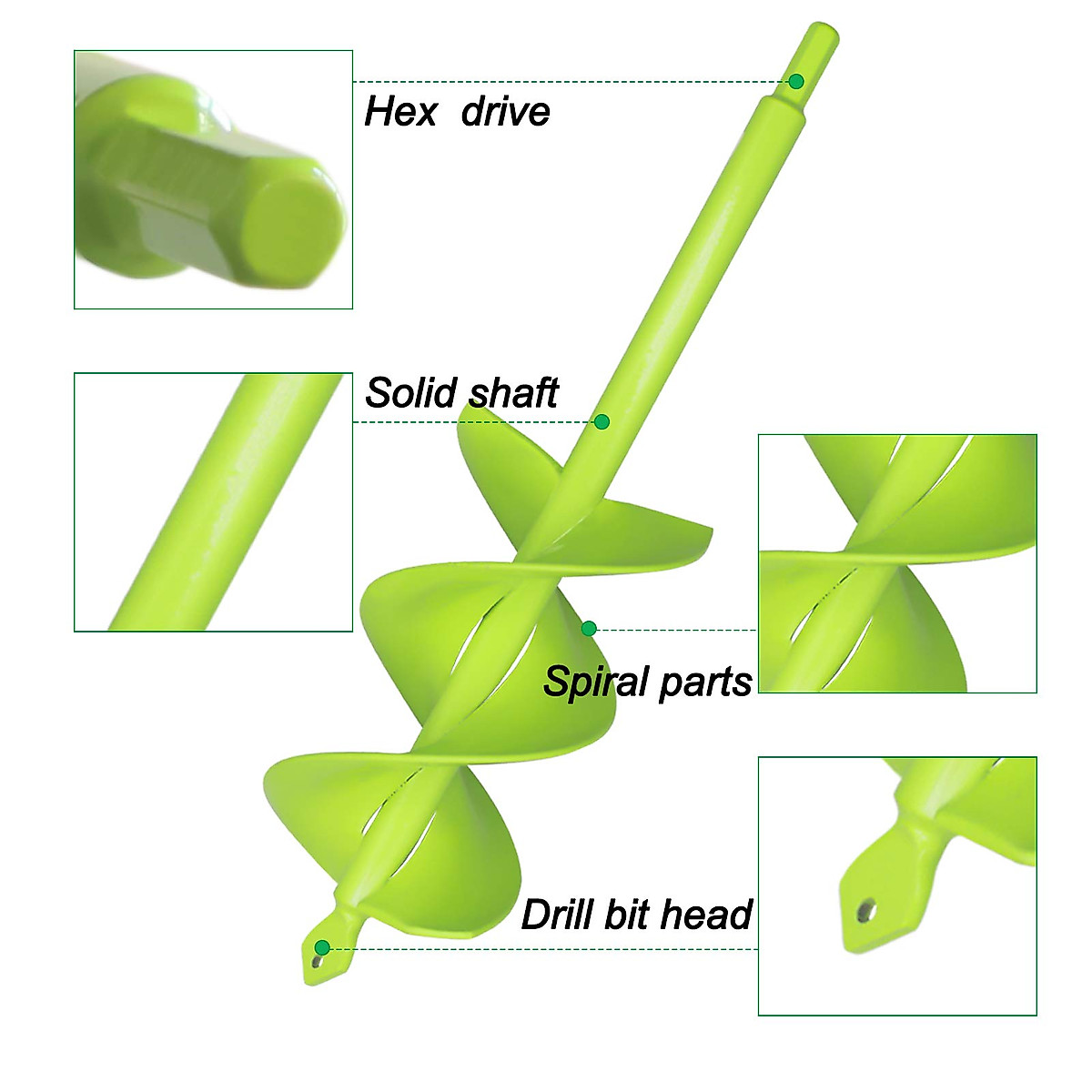 Auger Drill Bit for Planting-3”x12” Auger Drill Bit-Garden Auger Spiral Drill Bit for Bulb Planting,Heavy Duty Garden Auger for 3/8” Hex Driver Drill,Bouns 10 Plant Lables