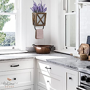 Autumn Alley Farmhouse Decor Rustic Hand Towel Holder - Farmhouse Towel For Bathroom Wall, For Kitchen Wall With Wooden Storage Add Charm to Your Rustic Bathroom Hand Towel Rack and Shelf Decor, Brown