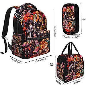 Aykhkya Anime Backpack Set, 3d Printing Large Capacity Casual 3ps Computer Backpack Unisex