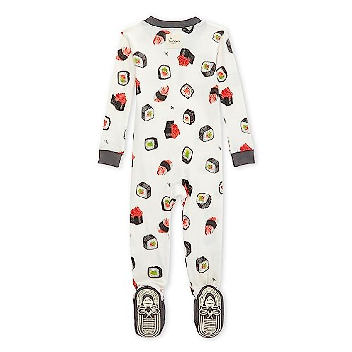 Burt's Bees Baby Baby Boys' Pajamas, Zip-Front Non-Slip Unisex Footed Sleeper PJs, Organic Cotton, Sushi Snacks, 12 Months