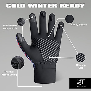 RYMNT Winter Gloves with Touch screen, Lightweight Texting Thermal Gloves with Anti-Slip, Water Resistant for Workout, Hiking, Running, Cycling, Driving, Outdoor Camping and Daily Working.Skull-Medium