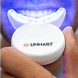 LINHART Teeth Whitening Kit with LED Light - Tooth Whitener Gel, Dental Whitening Gel Syringes with 35% Carbamide Peroxide and 16-Led Whitening Light - No Sensitivity, Whitens Teeth