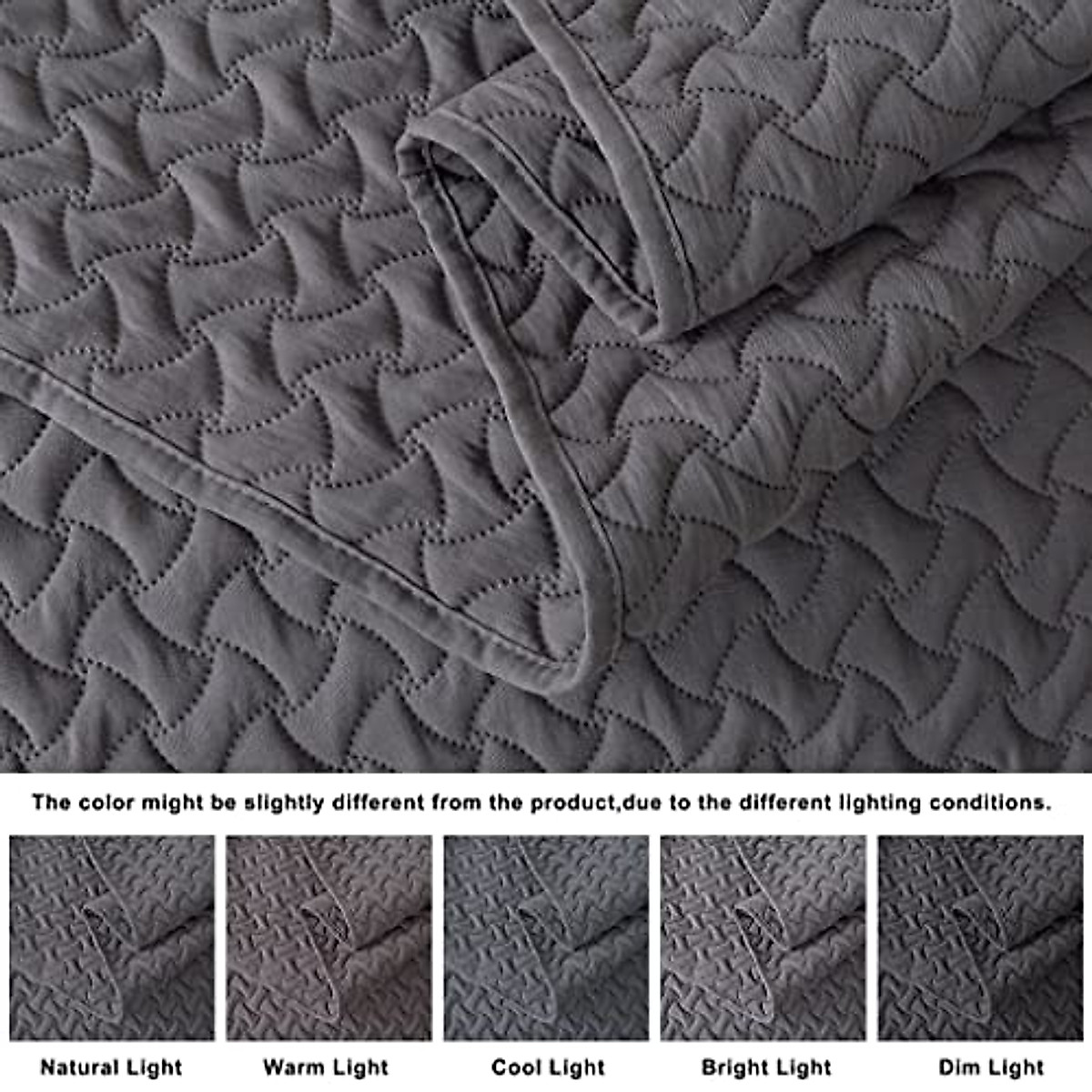 B2EVER Dark Grey Twin Size Quilt Bedding Sets with Pillow Sham, Lightweight Soft Bedspread Coverlet, Quilted Blanket Thin Comforter Bed Cover for All Season Spring Summer, 2 Pieces, 68x90 inches
