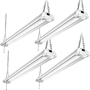 LED Utility Shop Light 4ft 5500 Lumens Super Bright 50W 5000K Daylight ETL Certified LED Garage Lights Durable LED Fixture with Pull Chain Mounting and Daisy Chain Hardware Included