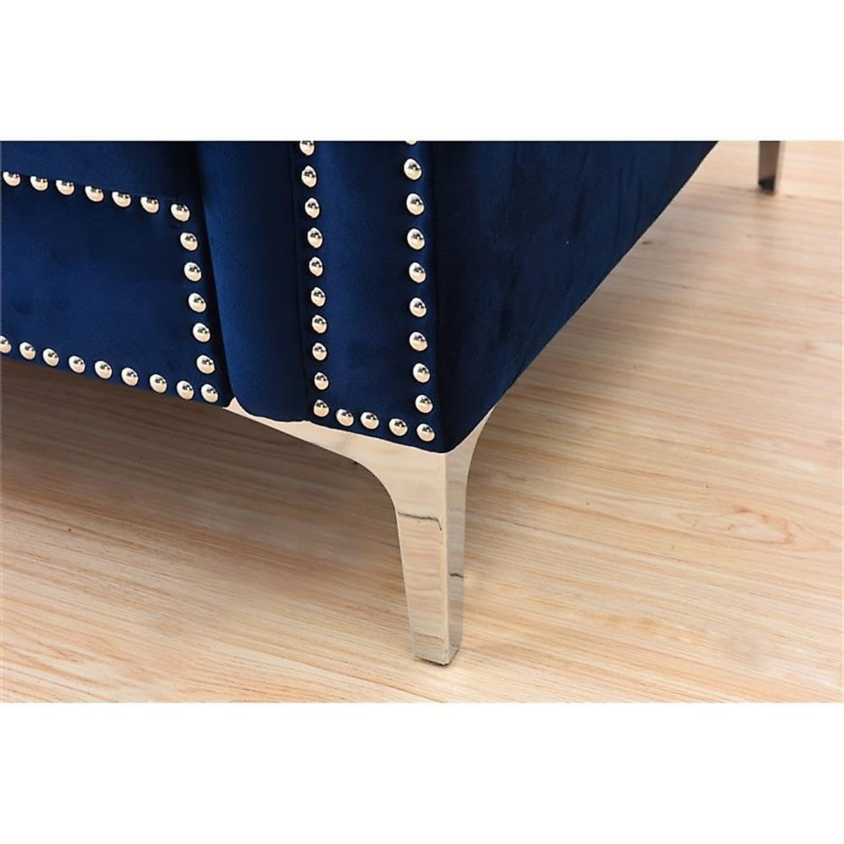 Legend Vansen 82.7" Convertible Modern Wood & Velvet Fabric Sofa Bed in Blue