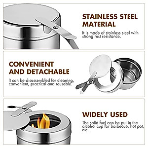 Cabilock 2pcs Stainless Steel Chafing Fuel Holder with Cover Chafer Canned Heat Fuel Box Buffet Warmer Warming Trays for Buffets Barbecue Parties Chafing Dish Buffet