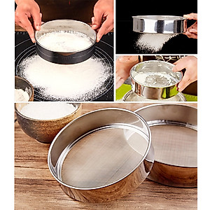 AMPSEVEN Flour Sifter for Baking - Stainless Steel 40 Mesh Small Tamis 6inch Round Sifter,Mini Fine Mesh Flour Sieve(6 Inch, 40m Mesh)