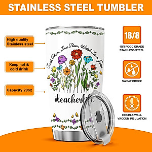 HUBUPU Stainless Gift For Women Tumblers Pack Steel Coffee Teachers Appreciation Cups Music, Teacher Gifts, Tumbler 20 Oz With Lid And Straw, Teacher Life Nutrition Facts