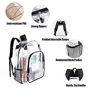 Crosstime Clear Backpack Heavy Duty Transparent Backpack See Through Plastic Clear Bookbags for Security Work School , Black
