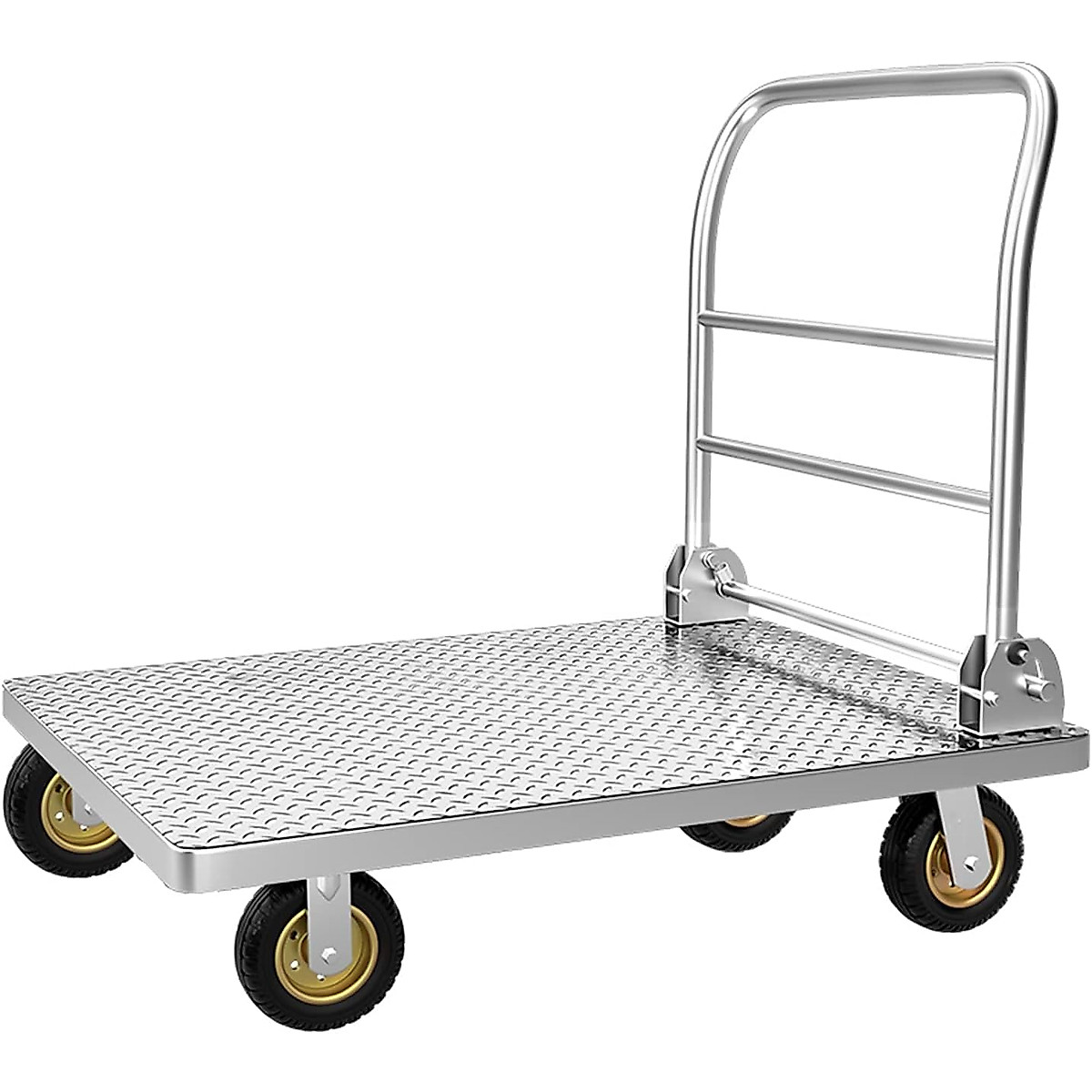 Platform Truck Platform Truck Steel Flat Handtruck with Wheels Folding Push Cart 120 * 80cm Flatbed Cart Load 600kg Moving Dolly Cart Reliable