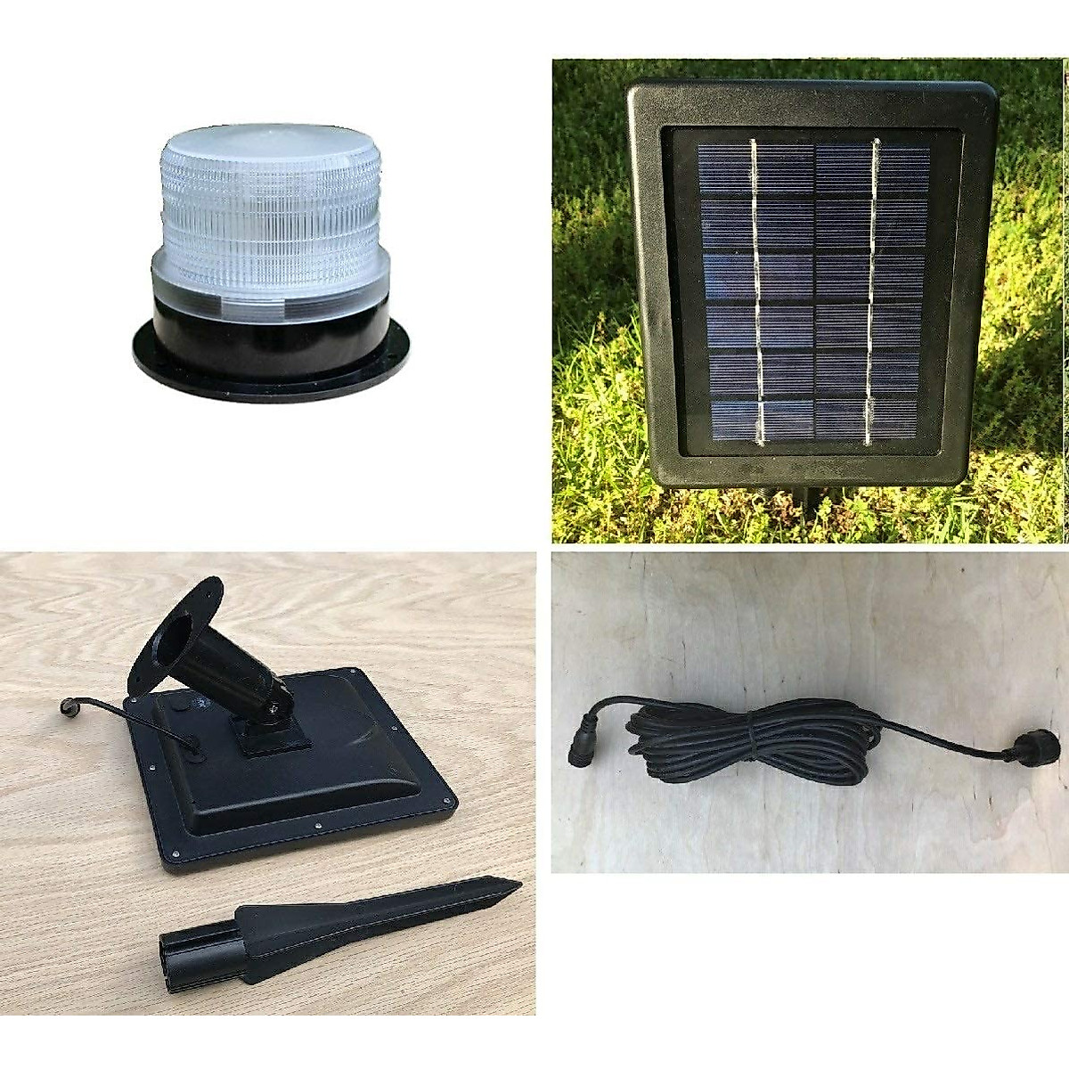 Chesapeakecrafts Solar LED Beacon for Lawn Lighthouses. Multi-Function Choose Revolving, Blinking, Steady Modes. Automatic Dusk to Dawn. Remote Solar Panel with 16 ft. Cord. Weatherproof.