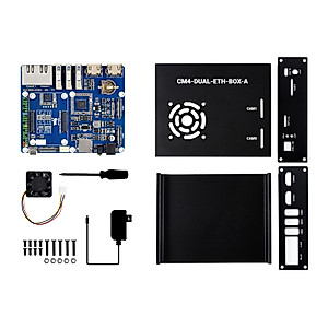 waveshare Dual Gigabit Ethernet Mini-Computer Based on Raspberry Pi Compute Module 4 (NOT Included), CM4 Dual ETH Base Inside, Metal Case, with Cooling Fan, Fast and Easy to Build a CM4 Mini PC