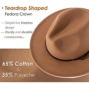 Lisianthus Women Belt Buckle Fedora Hat Dark-Camel