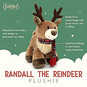 Plushible Plush Reindeer Stuffed Animal - Holiday Deer Characters with Antlers Toy for Girl, Boy, Baby, and Toddler - Christmas Decor Animals - Little Plushie Toys - 8 Inch - Randall