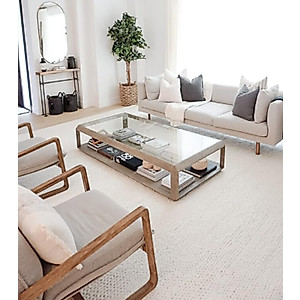 FRELISH DECOR Wool Cotton Premium Hand Woven Braided Chunky Cable Rug - Contemporary Area Rug for Living Room Bedroom (8' x 10' - Ivory)