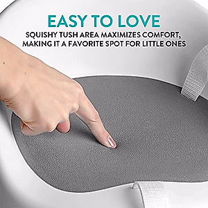 Prince Lionheart Squish Booster Seat, Gray, 3-Point Harness Dual-Strap System, Easy to Wipe Clean, Lightweight