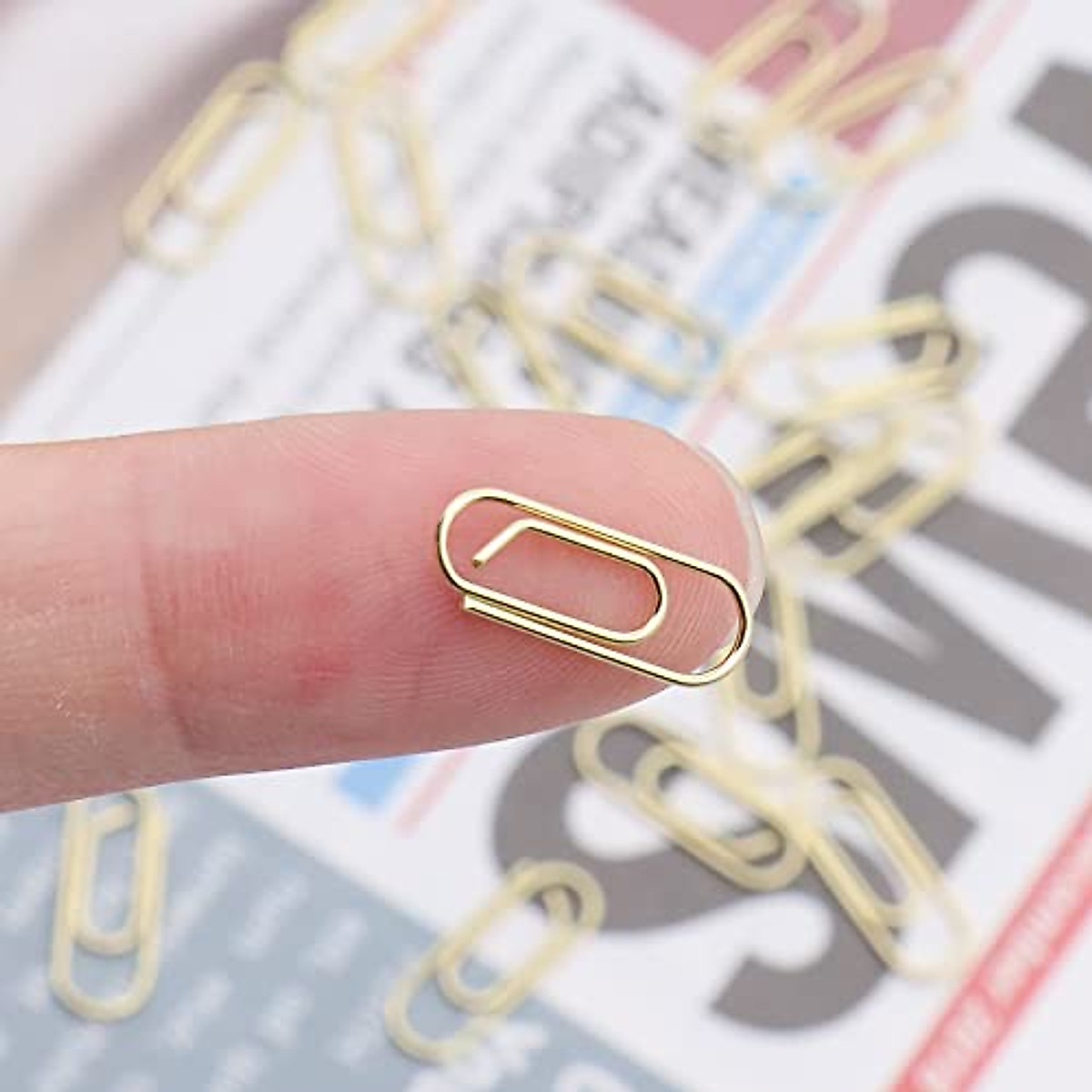 Mini Paper Clips Golden 50pcs Small Size Metal Paperclip 15mm Gold Nickel Plating Finish Bookmarks for Office Accessories School Stationery Supplies (Gold)