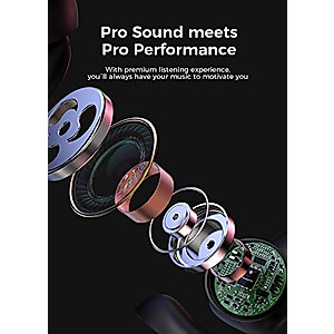 Bluetooth Headphones Wireless Earbuds 35H Play Time Earphones with Microphone IPX7 Waterproof with earhooks for Gym Sports Outdoor Black