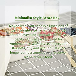 DFTOA Bento Lunch Box for Adults & Kids,Leakproof Bento Box Containers,2-In-1Compartment with Spoon and fork,BPA-Free,40 OZ Capacity