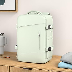 Large Travel Backpack for Women Carry On Airline Flight Approved Expandable Work Personal Item size Backpack Bag with Laptop compartment for College Men Waterproof Hiking Mochila de Viaje MintGreen