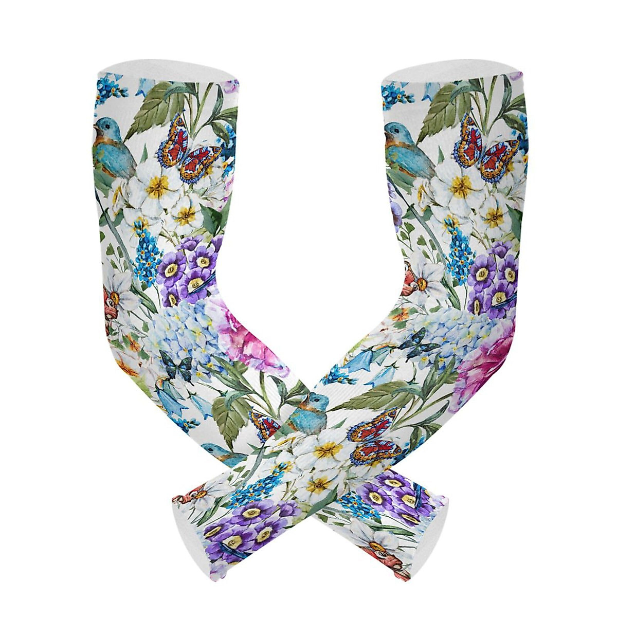 JUNZAN Gardening Arm Sleeves Farm Sun Protection Cooling Sleeves for Women Men with Thumb Hole Floral Flowers