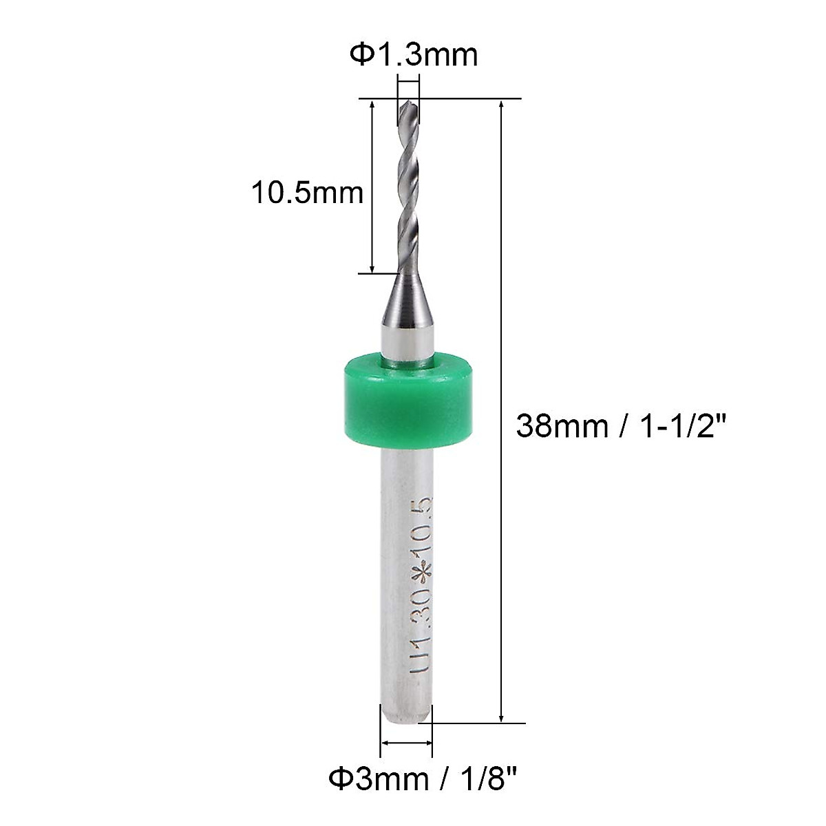 uxcell PCB Drill Bits 1.3mm Tungsten Carbide Rotary Tool Jewelry CNC Engraving Print Circuit Board Micro Drill Bits 1/8 Inch Shank 10 Pcs