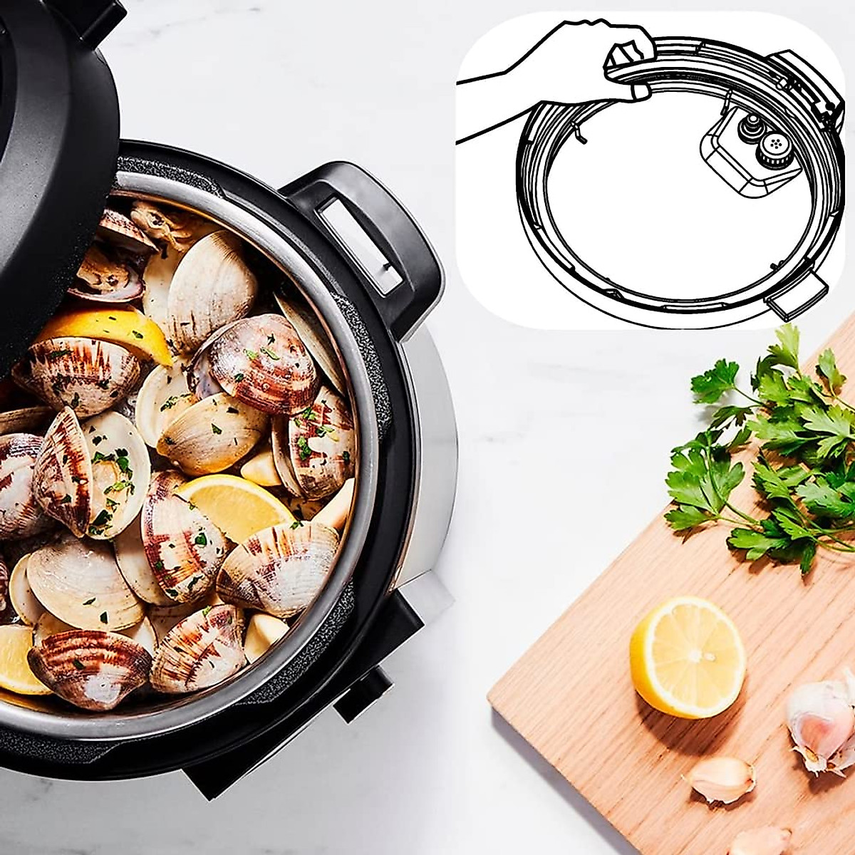 Original Sealing Ring Compatible with Crock-Pot Quart and 6 Quart Pressure Cooker Replacement Gasket for Crock Pot 6 Qt Silicone Seal Ring - 2 Packs