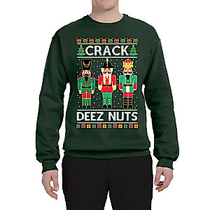 Wild Bobby Crack Deez Nuts Meme Ugly Christmas Sweater Unisex Crewneck Sweatshirt, Forest Green, Small