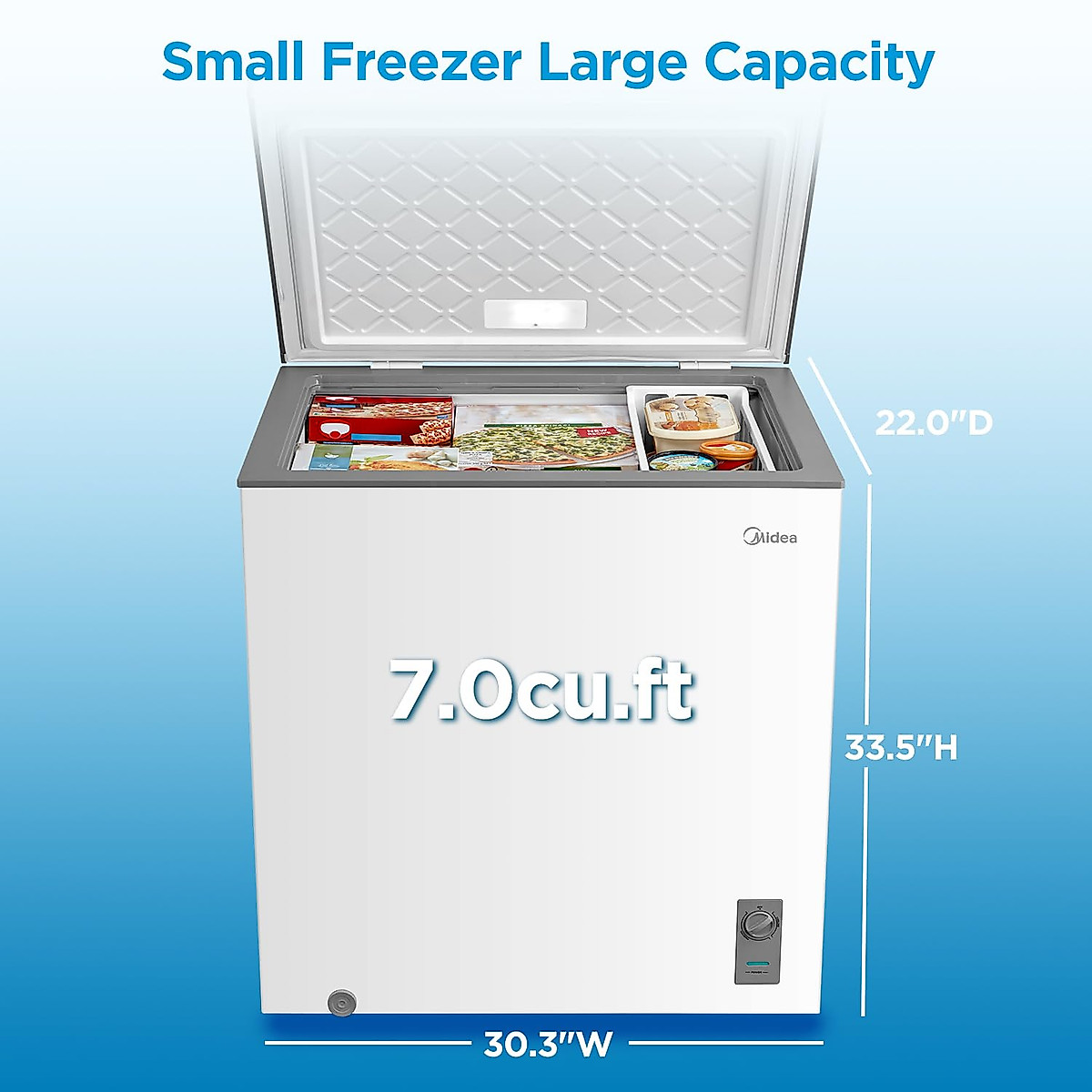 Midea MERC07C4BAWW 7.0 Cubic Feet Chest Freezer Cu.ft-Convertible, White