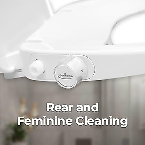 GenieBidet Slow-Close STEALTH ELONGATED Bidet. Dual Nozzles Self Cleaning. Adj. Water Pressure. No Wiring. If you can install a toilet seat you can install this. T adapter & Bottle Bidet included.