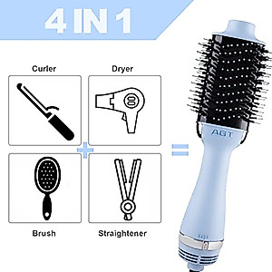 Hot Air Brush, 4 in 1 Hair Dryer Brush & Volumizer, One Step Blow Dryer Suitable for Straight and Curly Hair, Ceramic Coating Achieve Salon Styling at Home 1200W