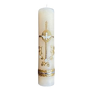 San Rafael Arcangel Holy Spirit Candle with Cross for Wedding or Other Sacraments White Candle Holy Ghost Design Vela Catolica para Boda Del Espiritu Santo 8 inch