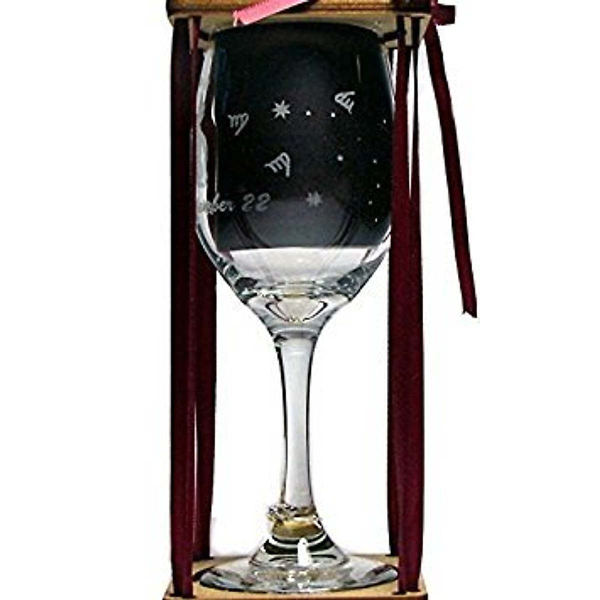Virgo Astrological Sign Stemmed Wine Glass with Charm and Presentation Packaging